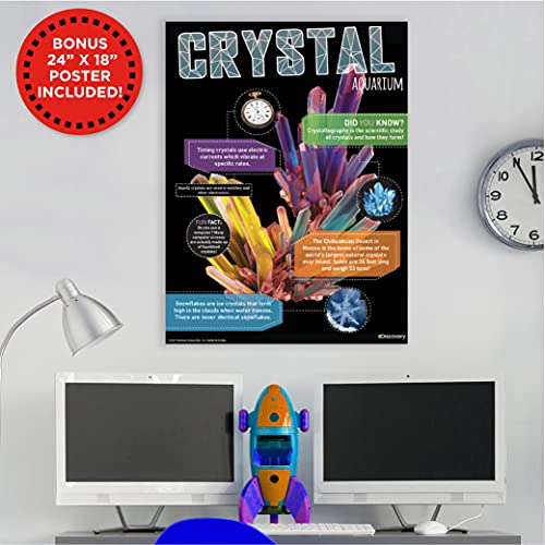 Discovery Kids Crystal Aquarium, Includes Growing Magic Rocks, Aquarium & Bonus Poster, DIY Crystal Growing Kit, Rock Science Kit, Cool STEM Gift, Science Kit for Girls and Boys Ages 12+ 4 inches