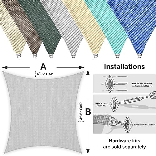 INFRANGE 18'x22' Sun Shade Sail Rectangle Canopy Cover with A Ring Steel Wire UV Block for Outdoor Patio Garden Backyard (Light Gray)