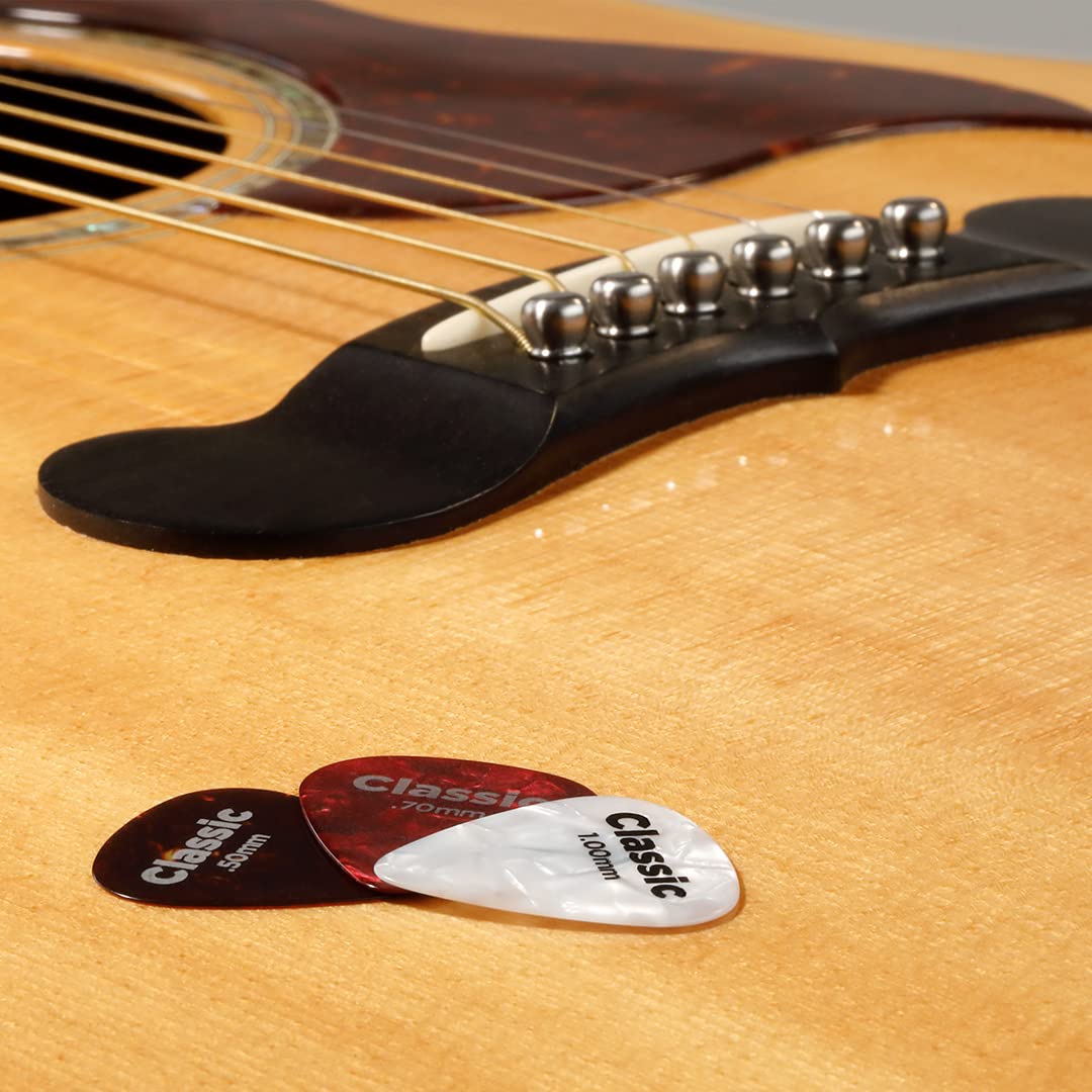 D'Addario Celluloid Guitar Picks - Guitar Accessories - Guitar Picks for Acoustic Guitar, Electric Guitar, Bass Guitar - Natural Feel, Warm Tone - Assorted, Medium 0.70mm, 10 Count (Pack of 1)