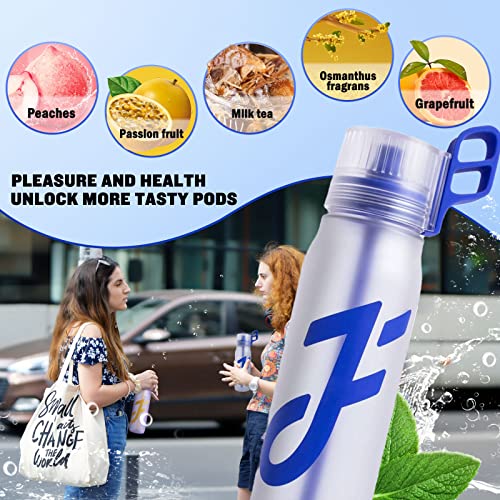 sipperment Water Bottle with Straw, 650ml Air Water Bottle Air Starter Set Drinking Bottles with 5 Flavour Pods 0 Sugar, BPA Free, Leak-proof