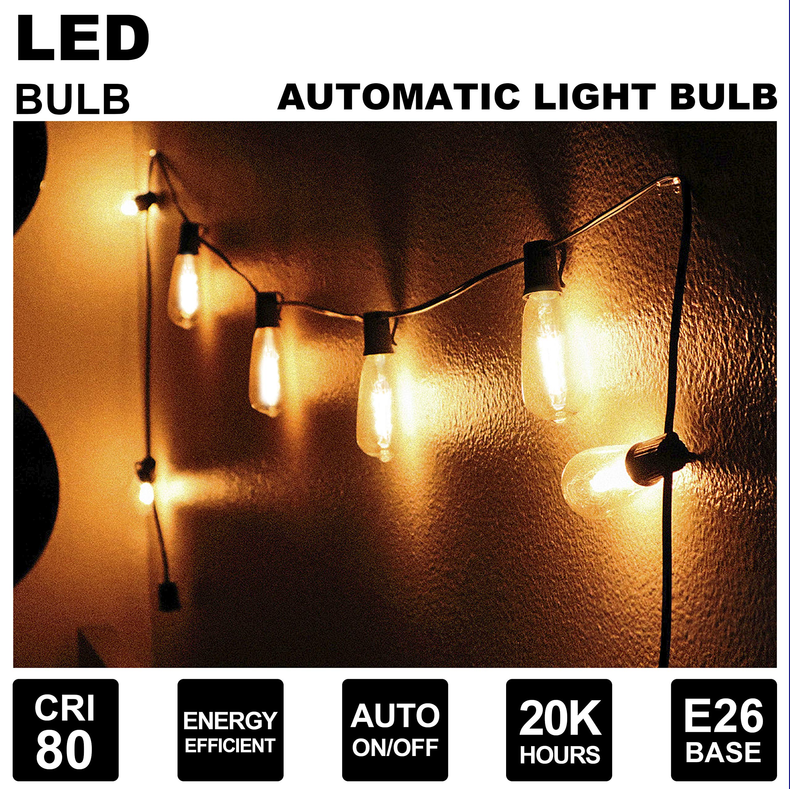 Dusk to Dawn Edison Light Bulbs, ST64 7W(60Watt Equivalent), Automatic On/Off Warm White 2700K Smart Sensor Bulbs, E26 Medium Base, 800LM, Light Sensor Filament Bulb for Outdoor Lighting, Pack of 3