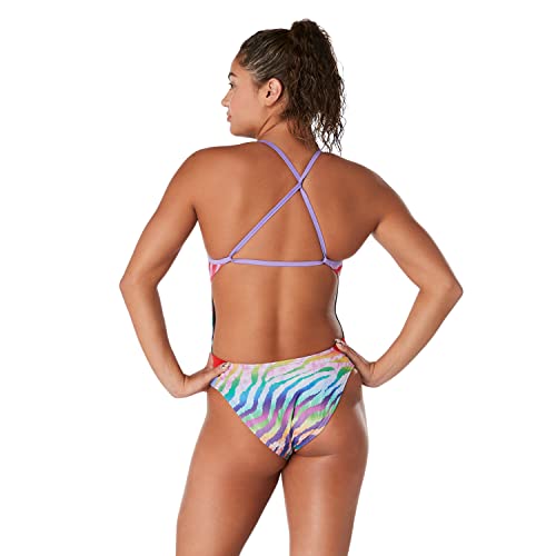 Speedo Women's Standard Swimsuit Piece Endurance The One Printed Team Colors, Pride Animal Fever, 38