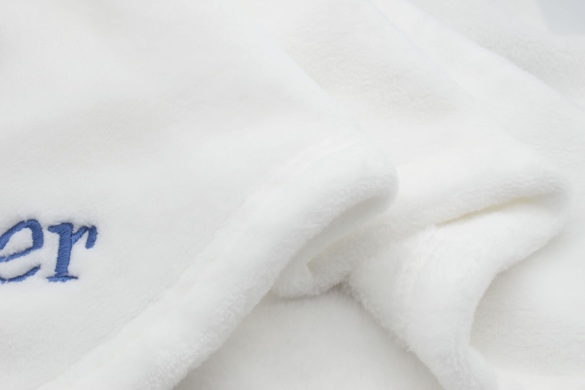 Tender Loving Stitches - Soft White Baby Blanket - Personalized with Baby’s Name and Cute Moon and Bear
