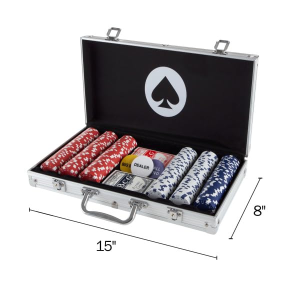 Poker Chip Set - 11.5g Poker Set with Cards, Buttons, Carrying Case, and 300 Poker Chips for Texas Hold'em and Blackjack Games by Trademark Poker