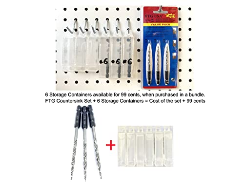 FTG USA Countersink Drill Bit Set 3 Pc #6 (9/64") with 3 Pc Replacement Countersink Drill Bit Same Size 9/64" Set Countersink HSS M2 Tapered Countersink Bit, with 1 Hex Wrench