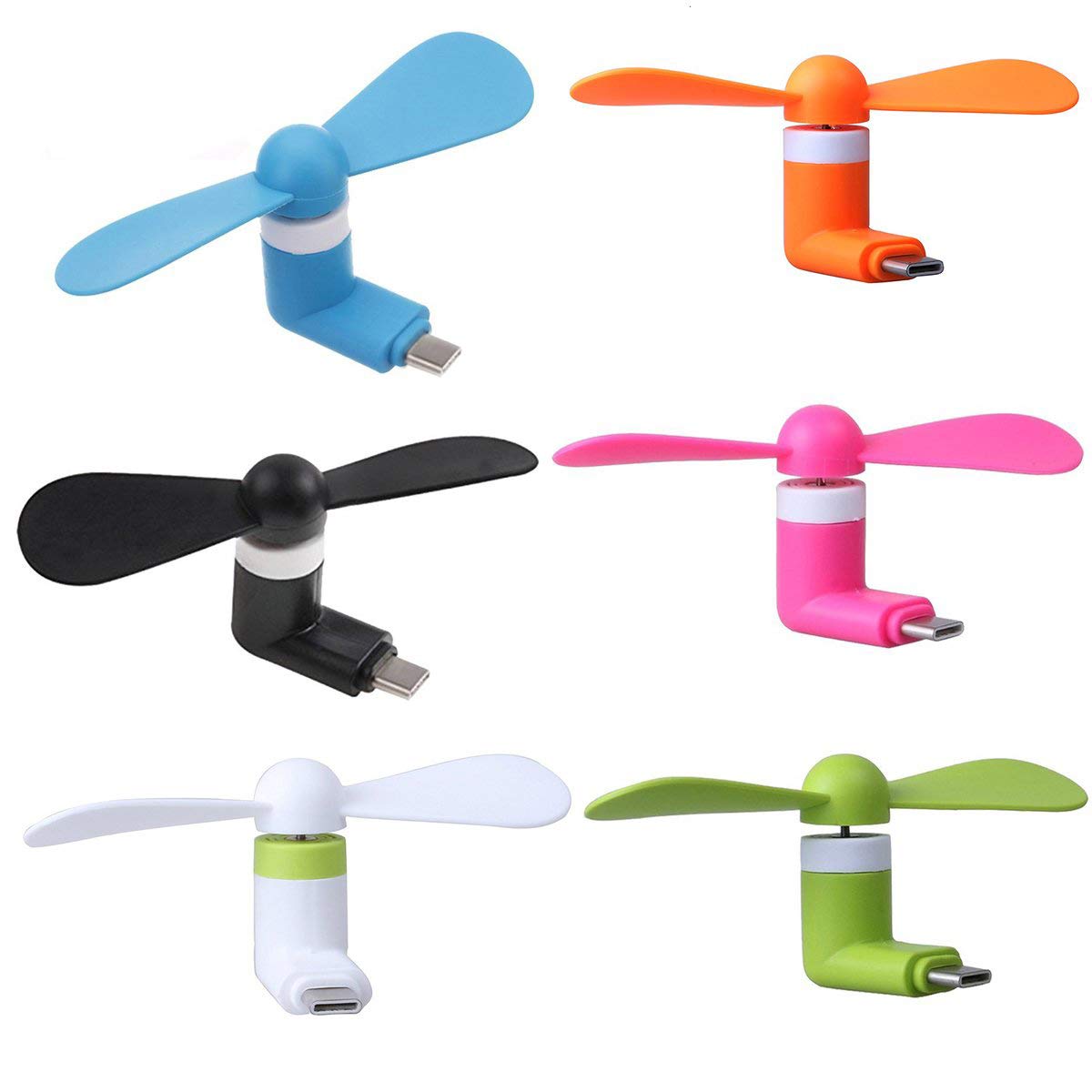TENKEY 6 Packs USB C Mini Fan USB Tpye C Phone Fan Mini Portable Type-C Mobile Phone Cooling Fan For Samsung Galaxy S8 S8 Plus Google Nexus 5X For Huawei P9 Type C Mini Fan