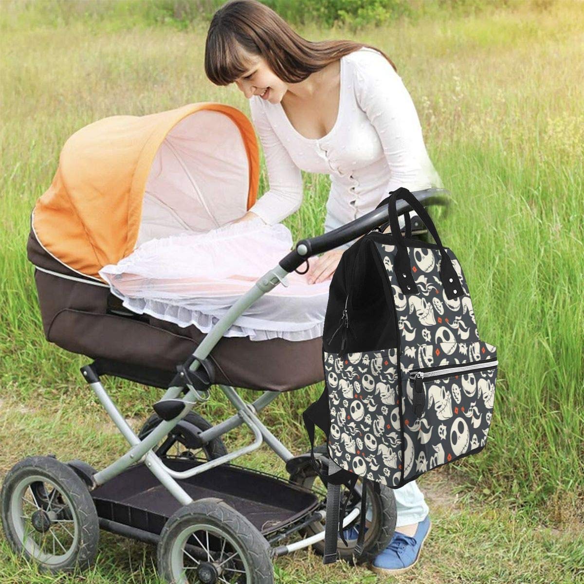Diaper Bag Backpack - Jack And Sally The Nightmare Before Christmas Multifunction Waterproof Travel Backpack Maternity Baby Nappy Changing Bags