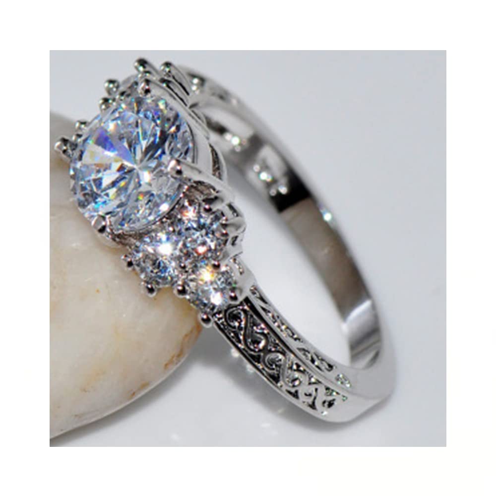 eartif Simulated Diamond Wedding Engagement Ring Jewelry Gifts (Small diamonds, 9)
