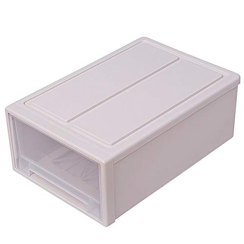 HEVIRGO Clothes Storage Bins Box,Wardrobe Clothes Organizer, Household Plastic Transparent Stackable Drawer Storage Box Container Organizer for Bedding, Blankets, Toys, Books Beige XXXL