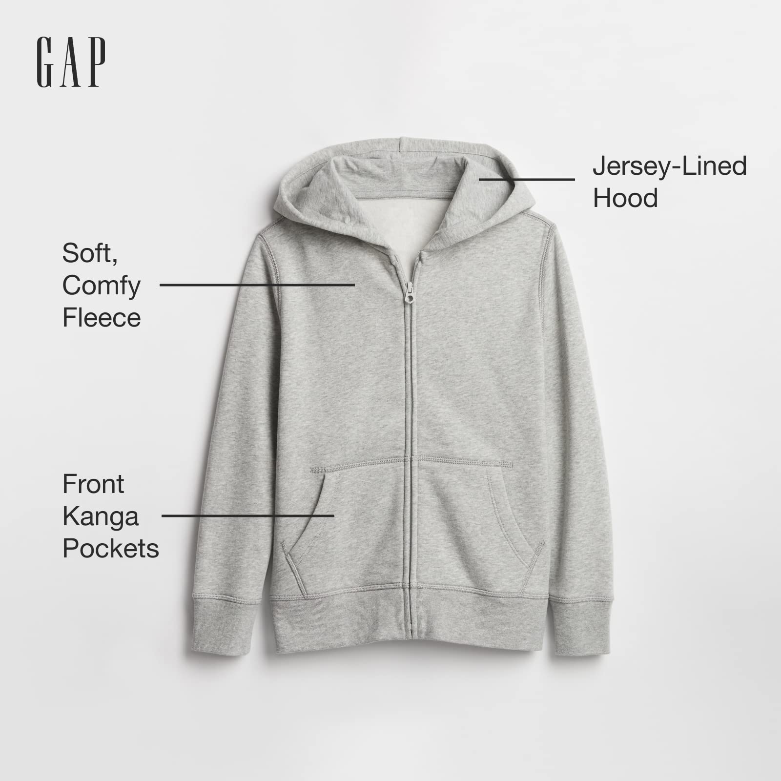 GAP boys Kids Zip Hoodie Sweatshirt, Fr Modern Red, Large US