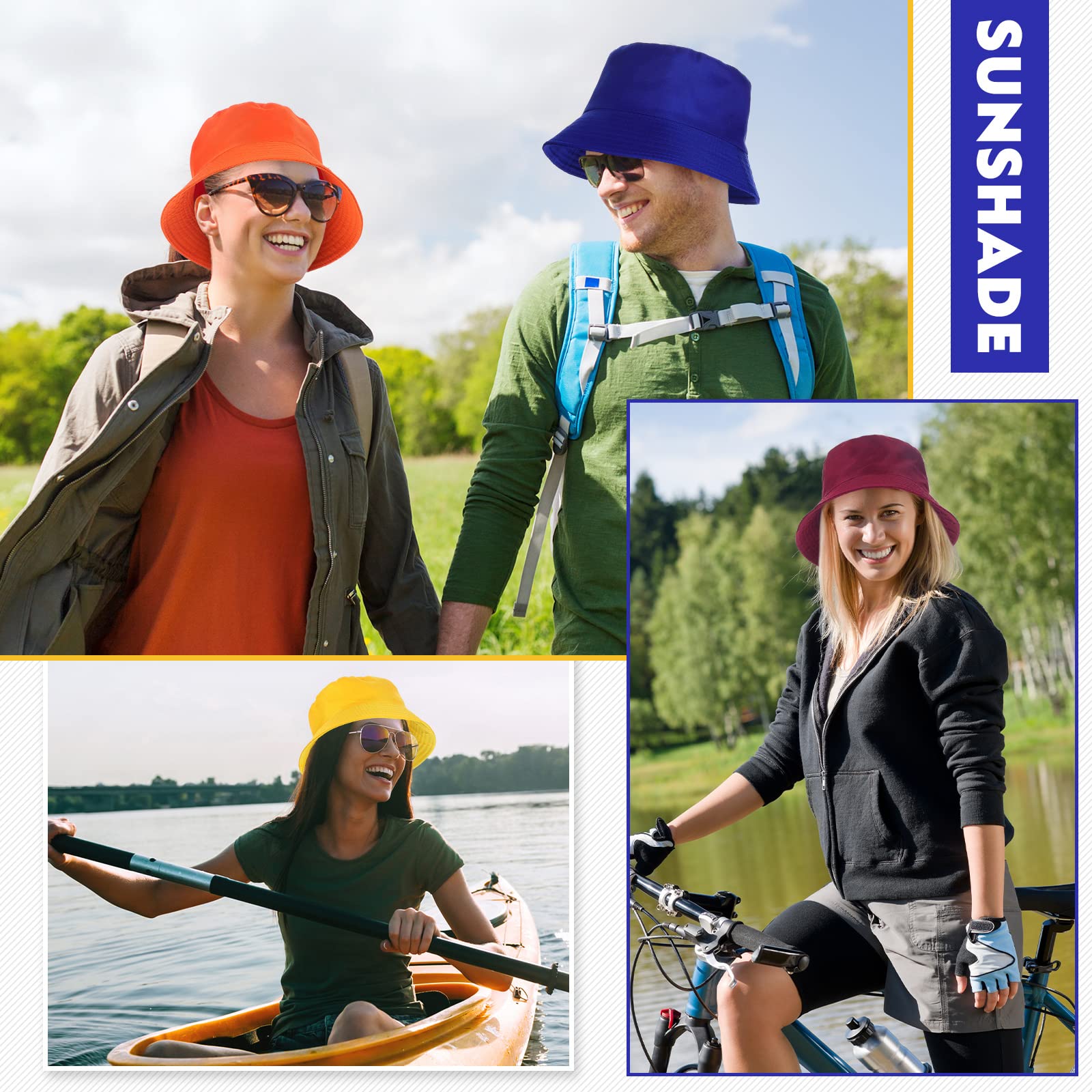 Haysandy 30 Pieces Solid Bucket Hat Bulk Packable Fishing Hats Travel Bucket Hat Beach Fishing Cap for Women Men(Multicolor)