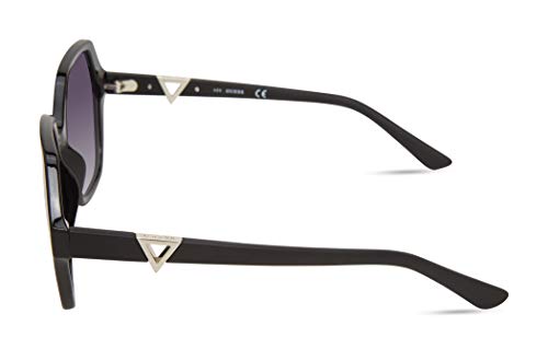 GUESS Women's Trendy Geometric Square Sunglasses, Shiny Black, 57mm