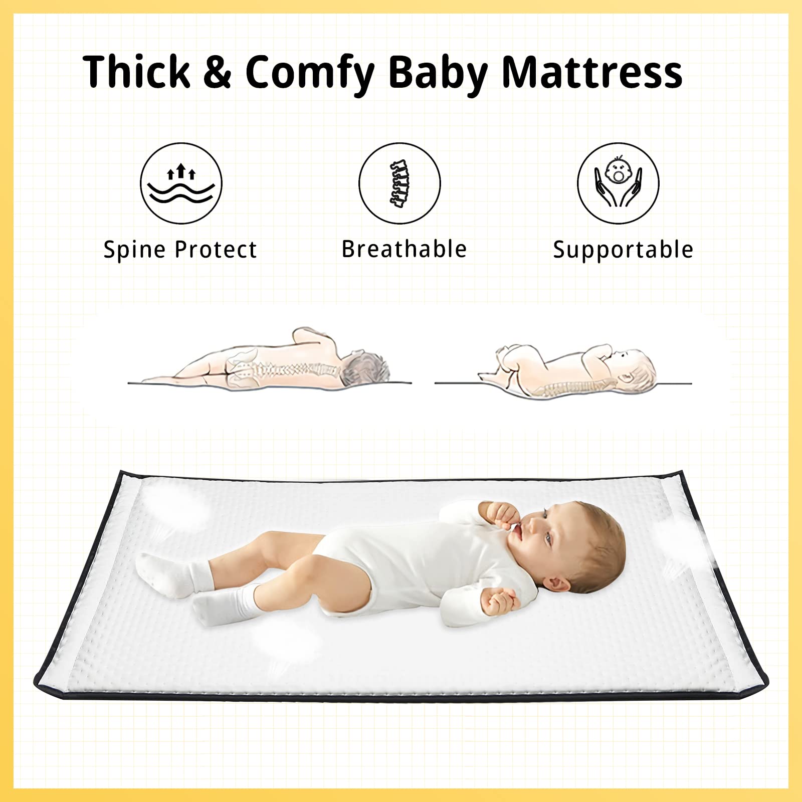Travel Crib,PAPAMIA Light Portable Crib with Mattress | Foldable Playpen for Babies and Toddlers | Play Yard with Lightweight Handbag Design | Safety Certified