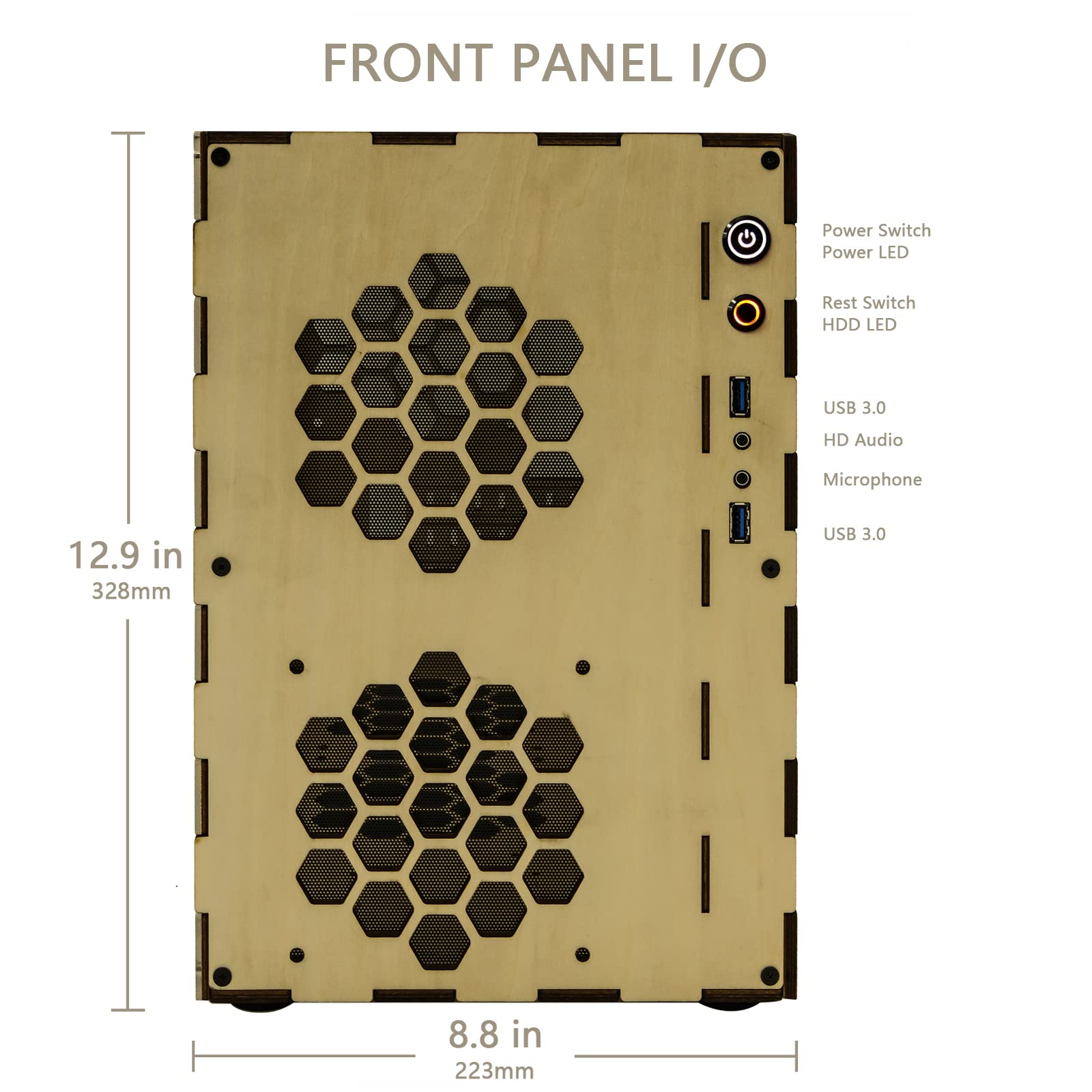 CYBERWOOD Mirco ATX PC Case, Mini Tower Computer Case with Acrylic Side Panel, Unique Wood Gaming PC Case for DIY, Wooden