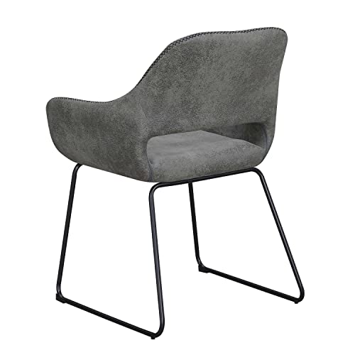 Convenience Concepts Take a Seat Samantha Arm Chair, Antique Gray Faux Suede/Black