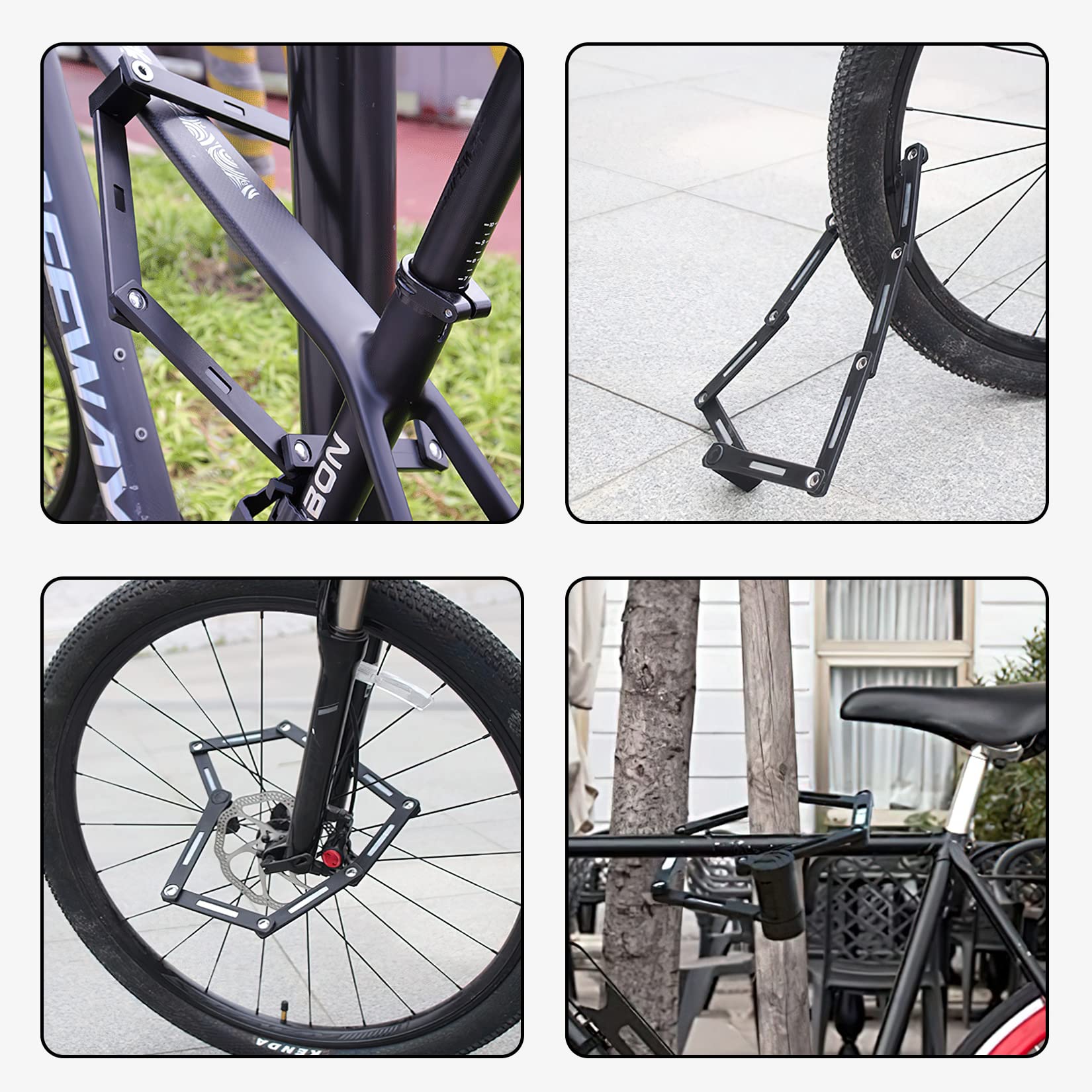 FTOYIN Compact Folding Bike Lock with 2Keys, Fold Chain Heavy Duty Alloy Steel Foldable Lock with Mounting Bracket 2pc Straps, 80cm/31.5” Unfolding