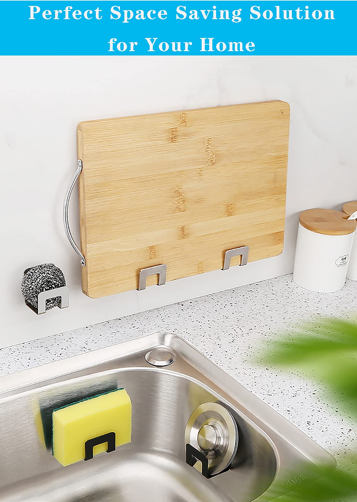 Envibe Sponge Holder, 2 Pack Sponge Holder for Kitchen Sink, Easy to Install, Strong and Sturdy, Good Ventilation Performance to Keep the Sponge Dry. (Black)