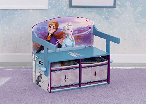 Disney Frozen II 3-Piece Toddler Playroom Set by Delta Children - Set Includes: Activity Easel, 4-Shelf Playhouse Bookcase and Convertible Bench/Desk