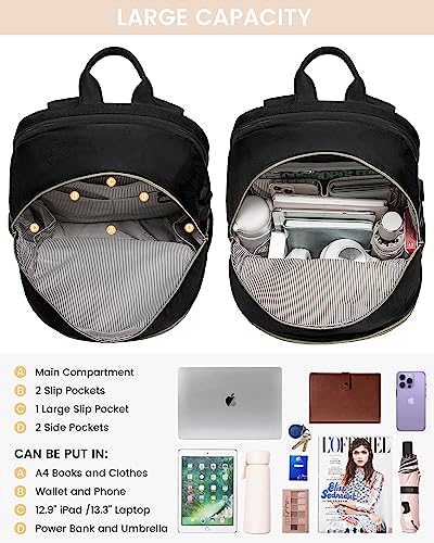 LOVEVOOK Laptop Backpack for Women,15.6 Inch Fashion Travel Backpack,Large Capacity Backpack Purse with USB,Water-resistant fits College Work Business Travel (Black)