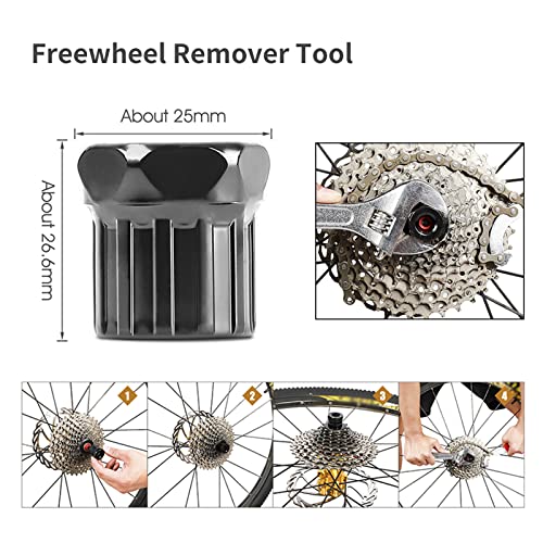 DUZFOREI 6 Pcs Bicycle Repair Tools Kit, Bike Cassette Removal Tool, Sprocket Removal Tools Sprocket Remover for Mountain Bike, Road Bike