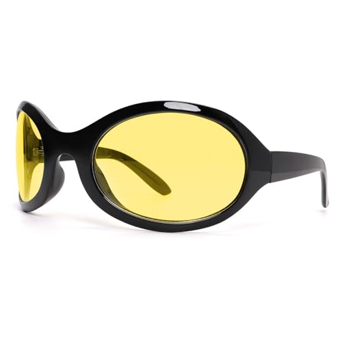 GUVIVI Oversized 90s Y7K Sunglasses for Women Men Shield Flat Top Cool Sun Glasses Eyewear