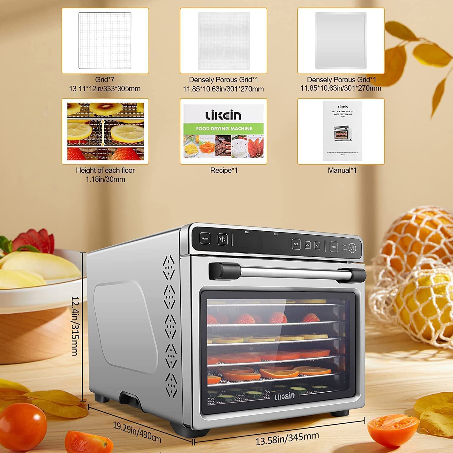 Food Dehydrator Machine for Jerky Meat Fruit Vegetable Beef, 7-Tray Dehydrators Food-Dryer Machine with Digital Timer and Temperature Control (7-Trays)