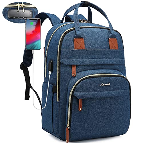 LOVEVOOK Laptop Backpack for Women & Men, Unisex Travel Anti-theft Work College Bag, Business Computer Backpacks Purse, Casual Hiking Daypack with Lock, Fits 15.6 Inch Laptop, Dark Blue
