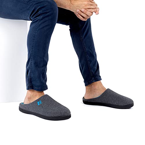 RockDove Men's Original Two-Tone Memory Foam Slipper, Size 10.5 US Men, Dark Gray/Blue