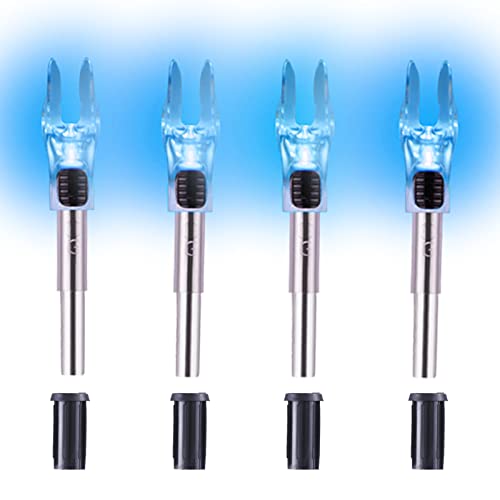 DEEPOWER G Lighted Nocks for Arrows 0.165 inch and 0.204 inch Inside Diameter with X Bushings with ON/Off Switch, 4 PCS LED Nocks (Blue)