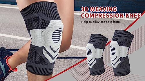 Knee Braces for Knee Pain, 2 Pack Knee Brace, Knee Compression Sleeve, Knee Support with Side Stabilizers & Patella Gel Pad for Workout, Knee Pain Relief, Arthritis, Weight Lifting,Football,Basketball