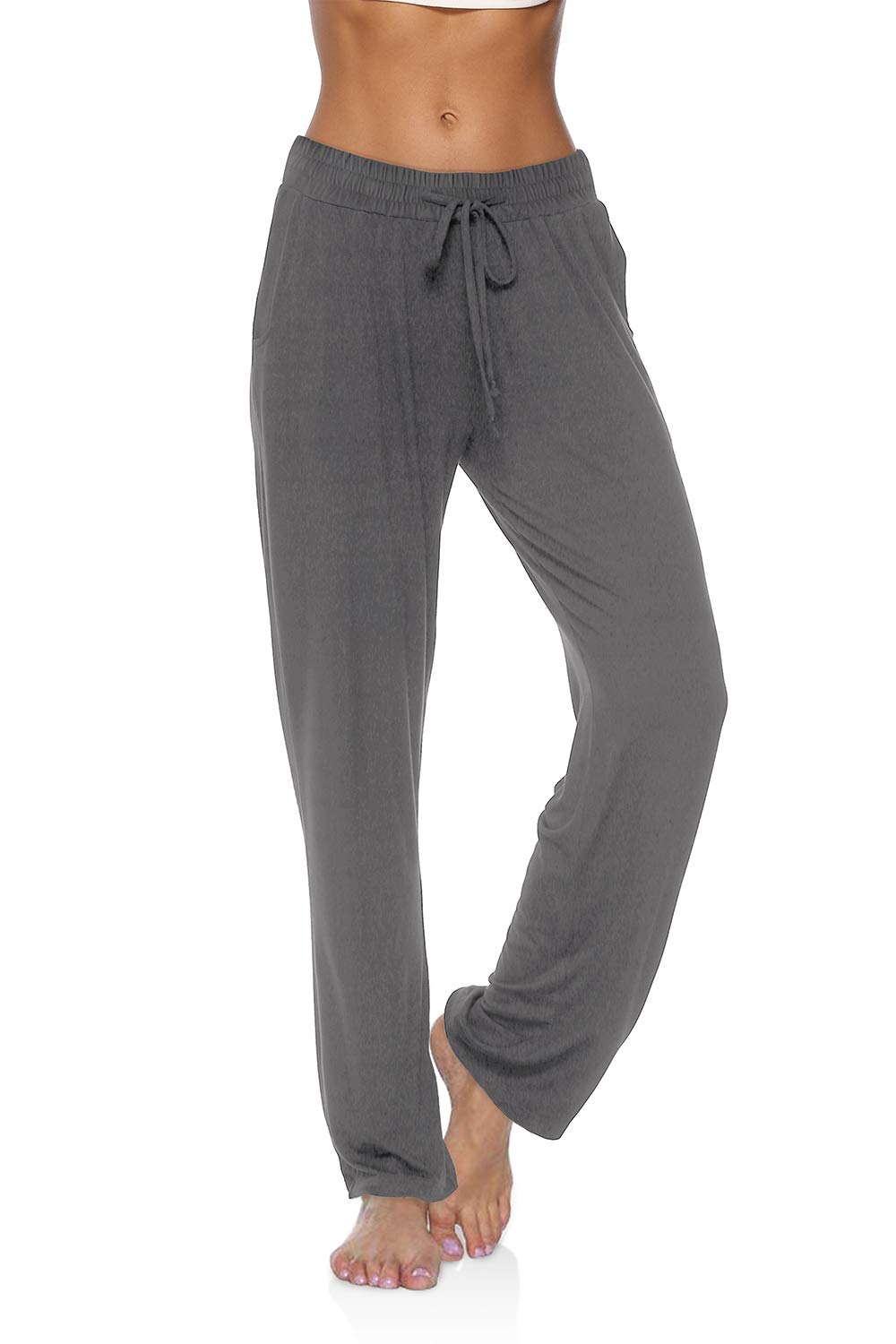 DIBAOLONG Womens Yoga Pants Wide Leg Comfy Drawstring Loose Straight Lounge Running Workout Legging Dark Gray S