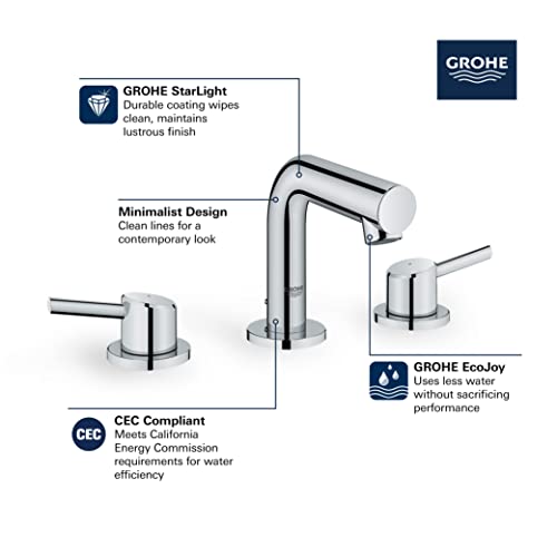 GROHE 20572001 Concetto, 8-inch Widespread 2-Handle S-Size Bathroom Faucet 1.2 GPM, Chrome