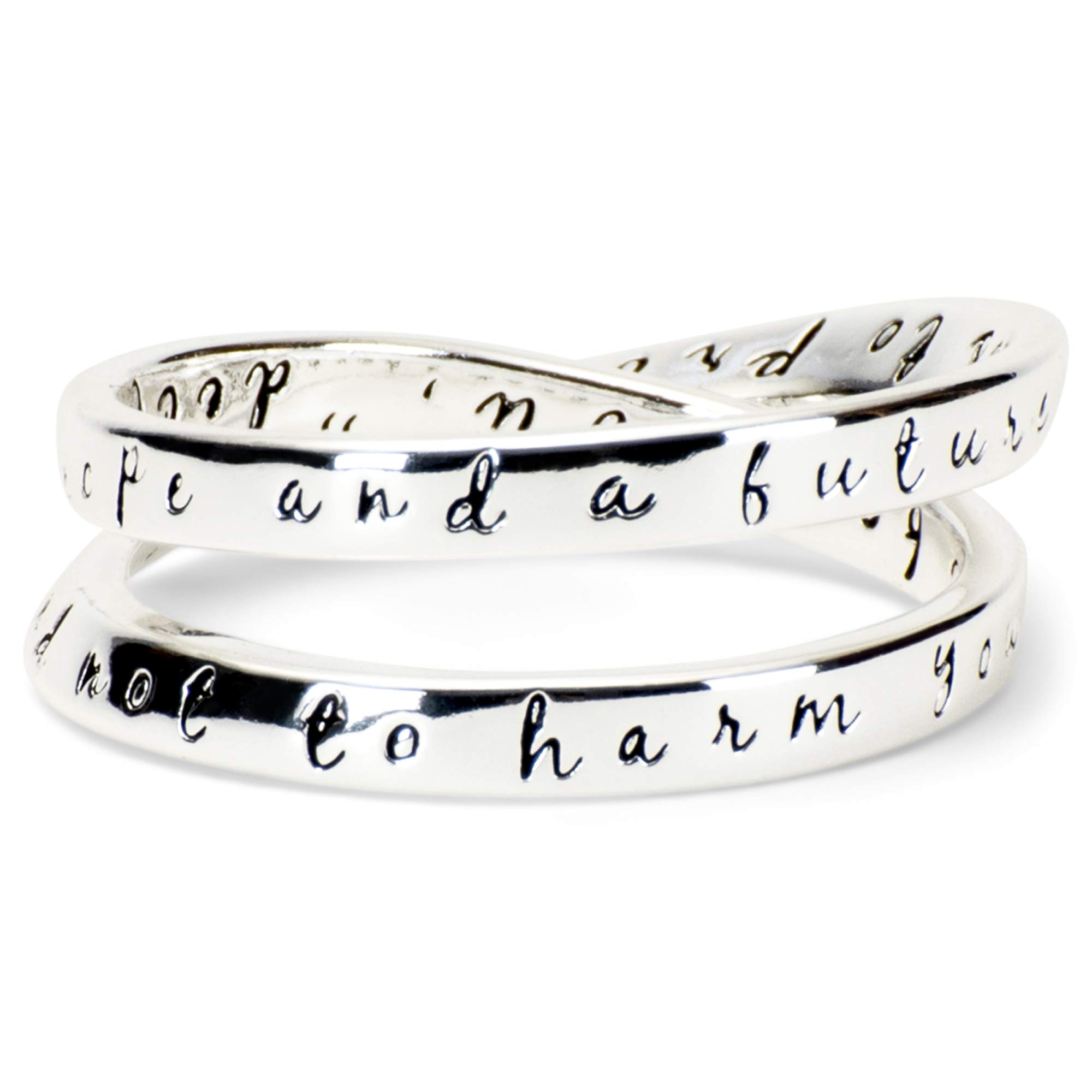 Dicksons Jeremiah 29:11 Inspirational Women's Double Mobius Silver-Plated Fashion Ring, Size 9