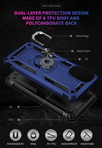SKTGSLAMY Moto G 5G 2022 Case: Military-Grade Drop Tested, Magnetic Kickstand, Car Mount, Screen Protector - Blue