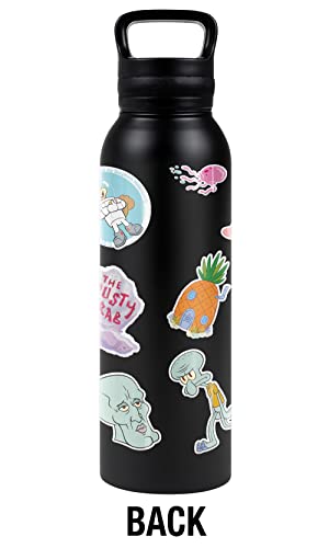 Spongebob OFFICIAL Spongebob And Friends Sticker Collage 24 oz Insulated Canteen Water Bottle, Leak Resistant, Vacuum Insulated Stainless Steel with Loop Cap