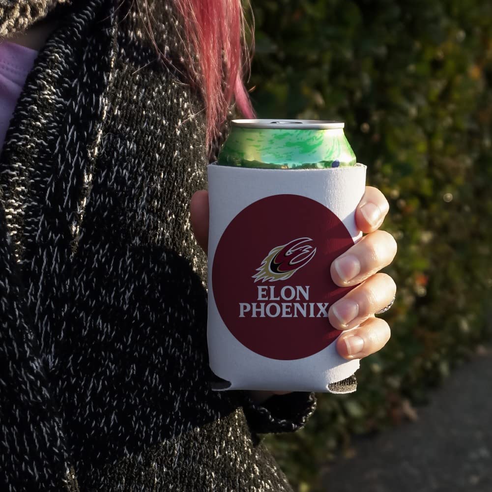 Elon University Phoenix Logo Can Cooler - Drink Sleeve Hugger Collapsible Insulator - Beverage Insulated Holder