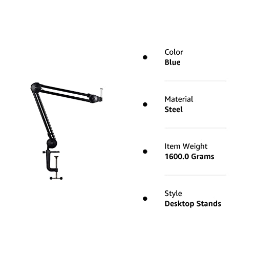DISINO Microphone Boom Arm Stand Heavy Duty Adjustable Suspension Scissor & Spring Built-in Mic Stand For Blue Yeti Snowball Microphone & Blue Yeti Nano