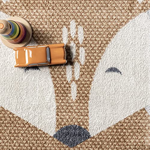 nuLOOM Talia Bashful Fox Kids Machine Washable Area Rug, 5x8, Beige