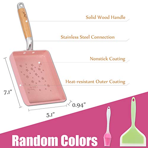 ROCKURWOK Japanese Omelette Pan Nonstick Tamagoyaki Egg Pan, Rectangle Tamago Pan Small Frying Pan, 7” x 5”, Pink