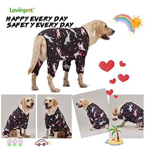 LovinPet Pet Pajamas for Dogs Large - Post-Surgical Recovery Pajamas for Big Dogs, Lightweight Pullover Dog Pajamas, Full Coverage Dog pjs, Wild Horses Galloping Print /2XL