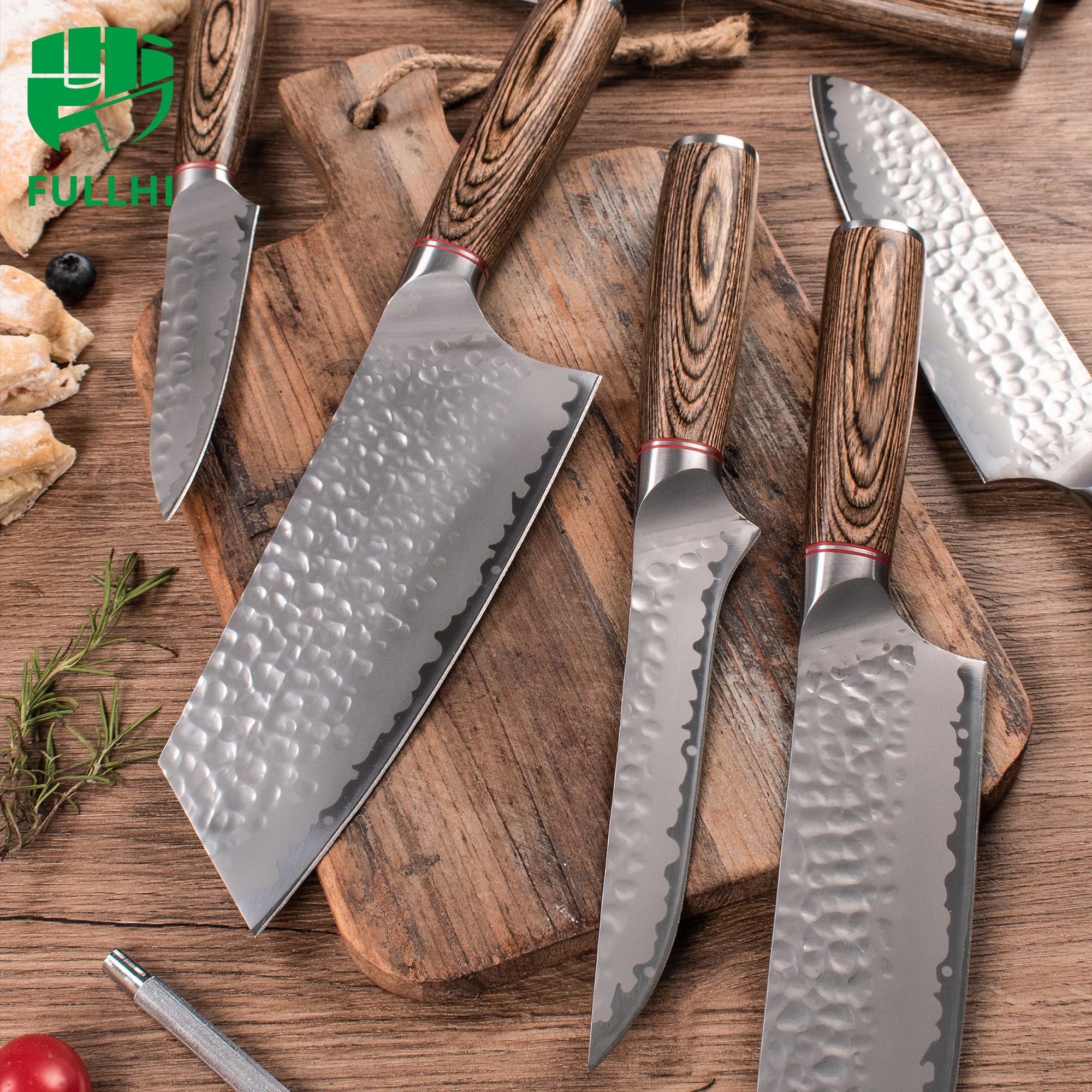 FULLHI Knife Set 13pcs Japanese Knife Set, Premium Japan Stainless Steel Kitchen Knife Set with Knife roll package