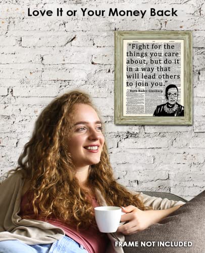 Inspirational Ruth Bader Ginsburg Wall Art "Fight for Things" 8x10 RBG Poster, RBG Wall Art & Motivational Wall Art, Positive Affirmations Wall Decor for Bedroom & Office Decor for Men &Women