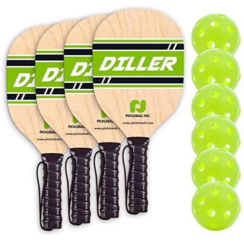 Diller Pickleball Paddle 4 Player Bundle (Set Includes 4 Paddles & 6 Balls)…