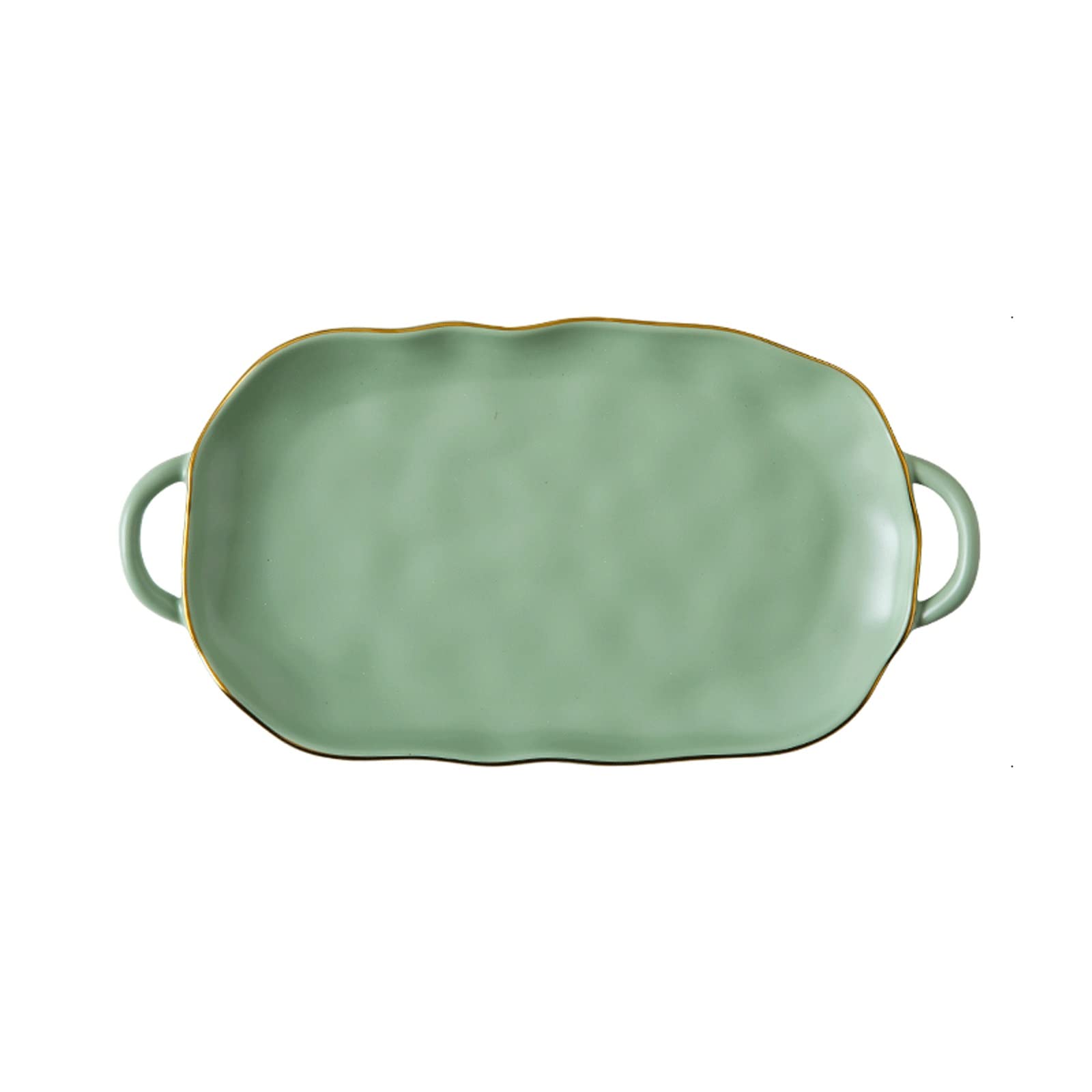Food Tray Ceramic Tray Serving Tray with Handle Tray for Appetizers Breakfast Decorative Tray Kitchen Bathroom Living Room Countertop Storage Tray Serving Tray (Color : Green)