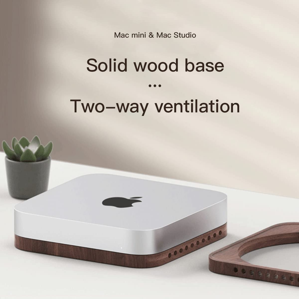 Energy Planet Wooden Desktop Stand for Mac Mini and Mac Studio,Handmade Dust-Proof Cooling Heat Disspation Mac Mini and Mac Studio Stand (Wooden)