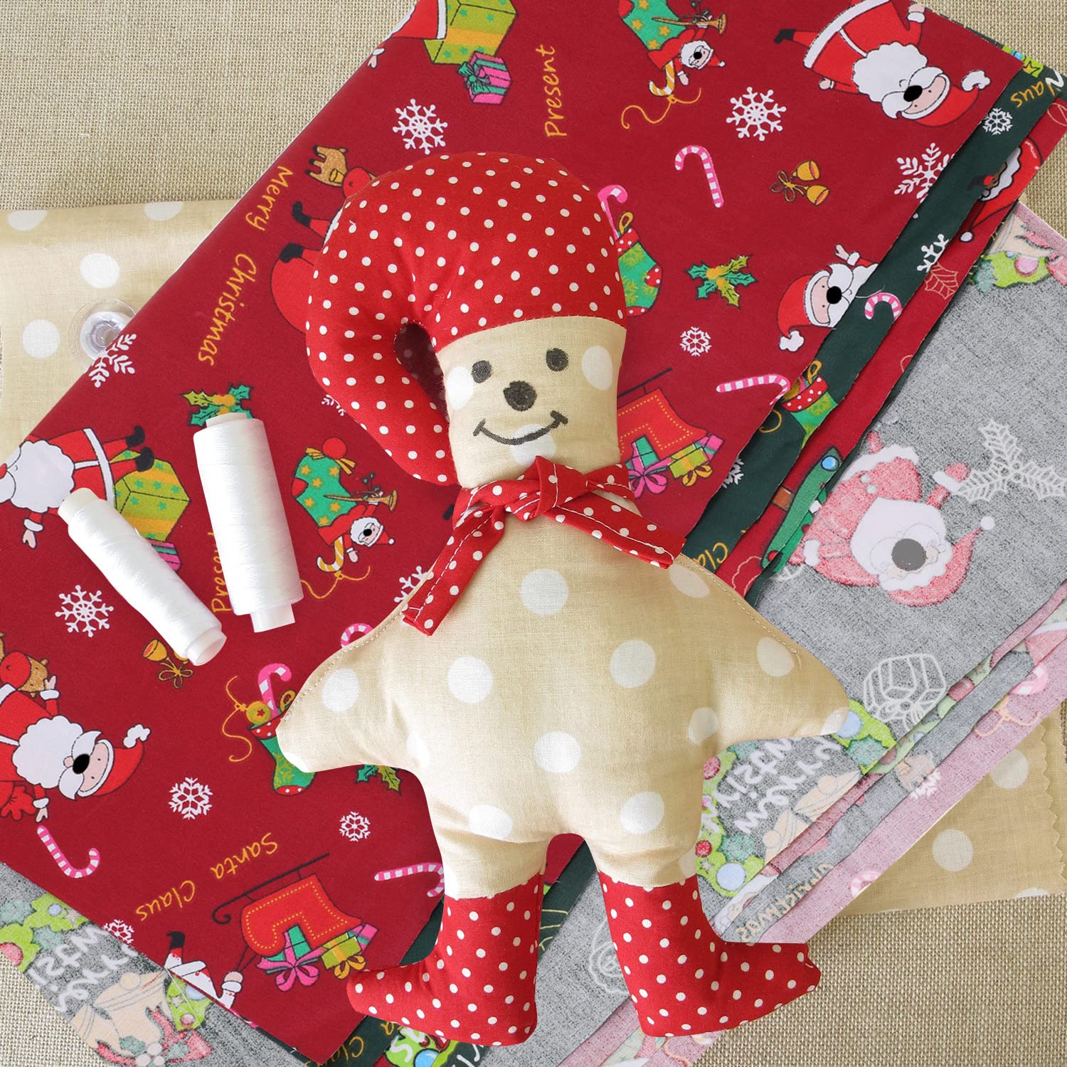 Tatuo 30 Pieces Christmas Cotton Fabric Square 10 x 10 Inch Printed Precut Floral Fabric Bundle Patchwork Fabric Scrap Christmas Material for Christmas DIY Craft Sewing Quilting