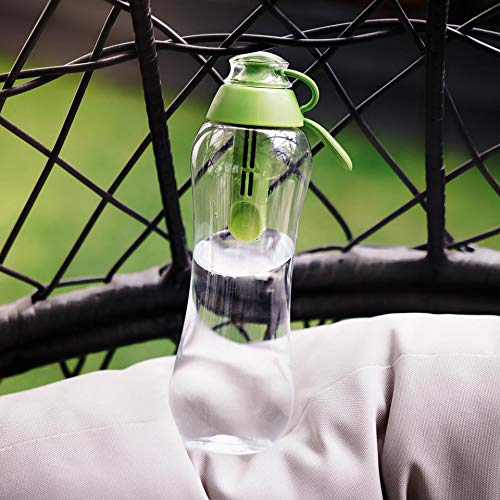 Dafi Filtering Water Bottles Kid Size 10 fl oz + 2-Pack Filters + 1 Cap Green Made In Europe BPA-Free