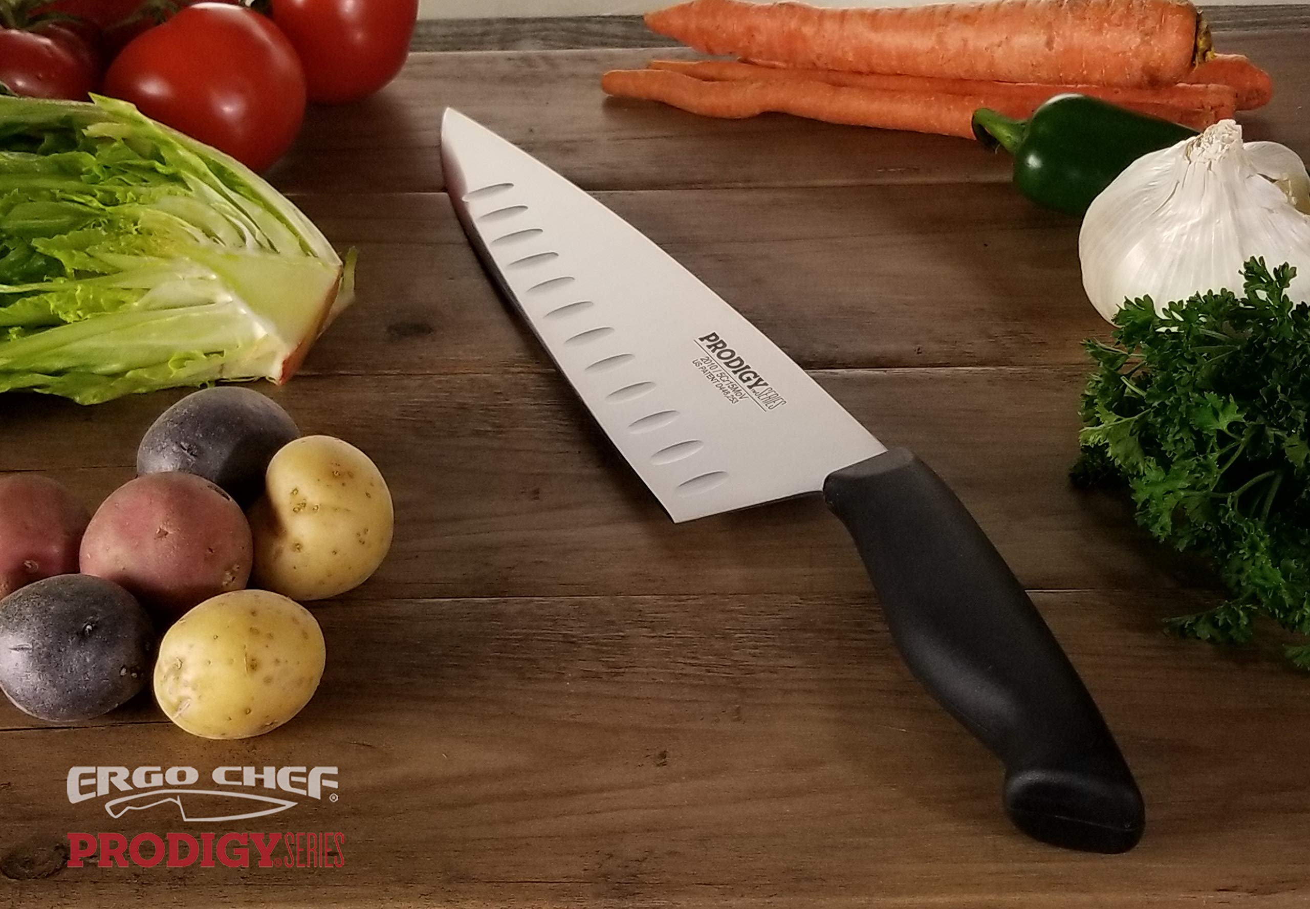 Ergo Chef Prodigy Series Chef’s Knife with Hollow Ground Edge, 10-inch