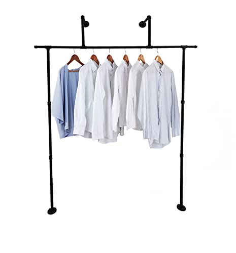 Lengfkus Industrial Pipe Clothing Rack Wall Mounted,Retail Display Clothes Hanging Rod Bar,Heavy Duty Garment Rack,Vintage Commercial Grade Clothing Hanging Rack Organizer