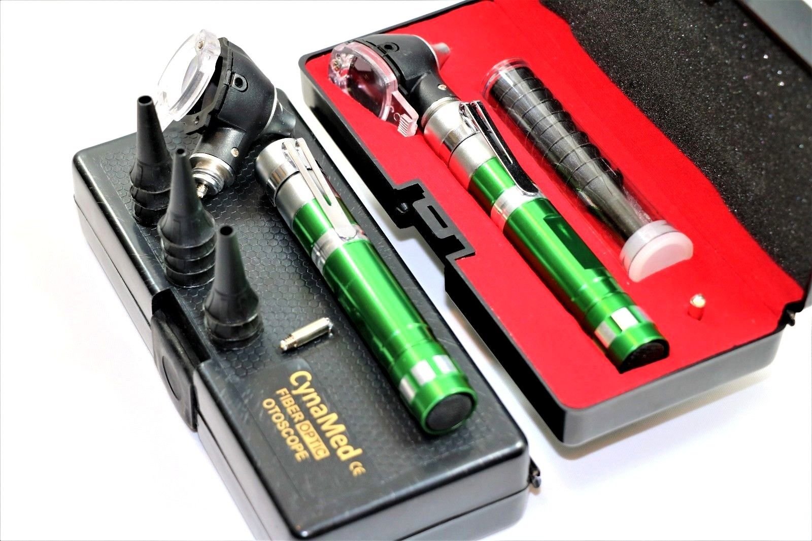 Premium 3.2V Pro Led Otoscope Set Fiber Optic with Hard Case Plus 1 Extra Bulb Cynamed